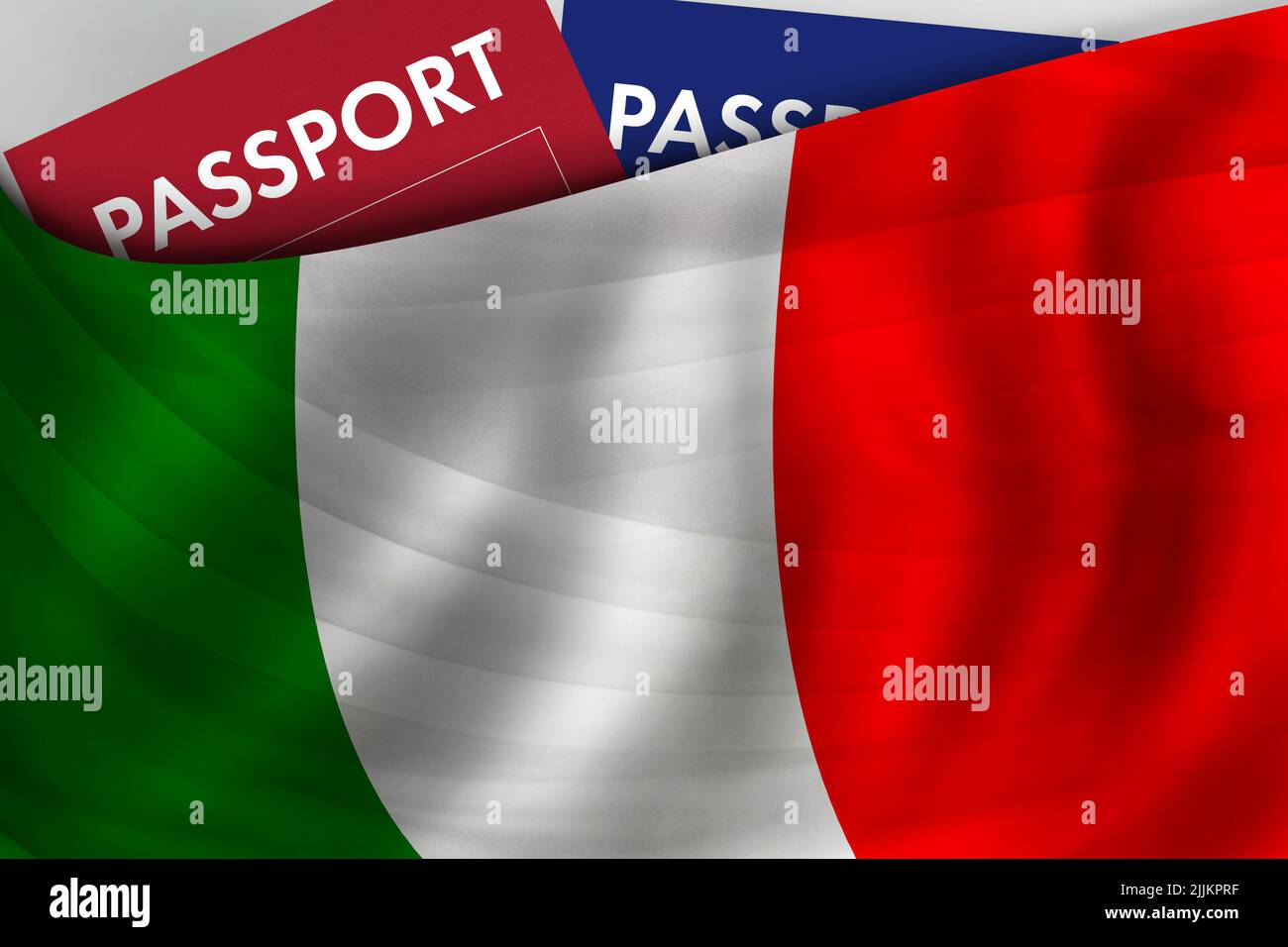 Italian flag background and passport of Italy. Citizenship, official ...