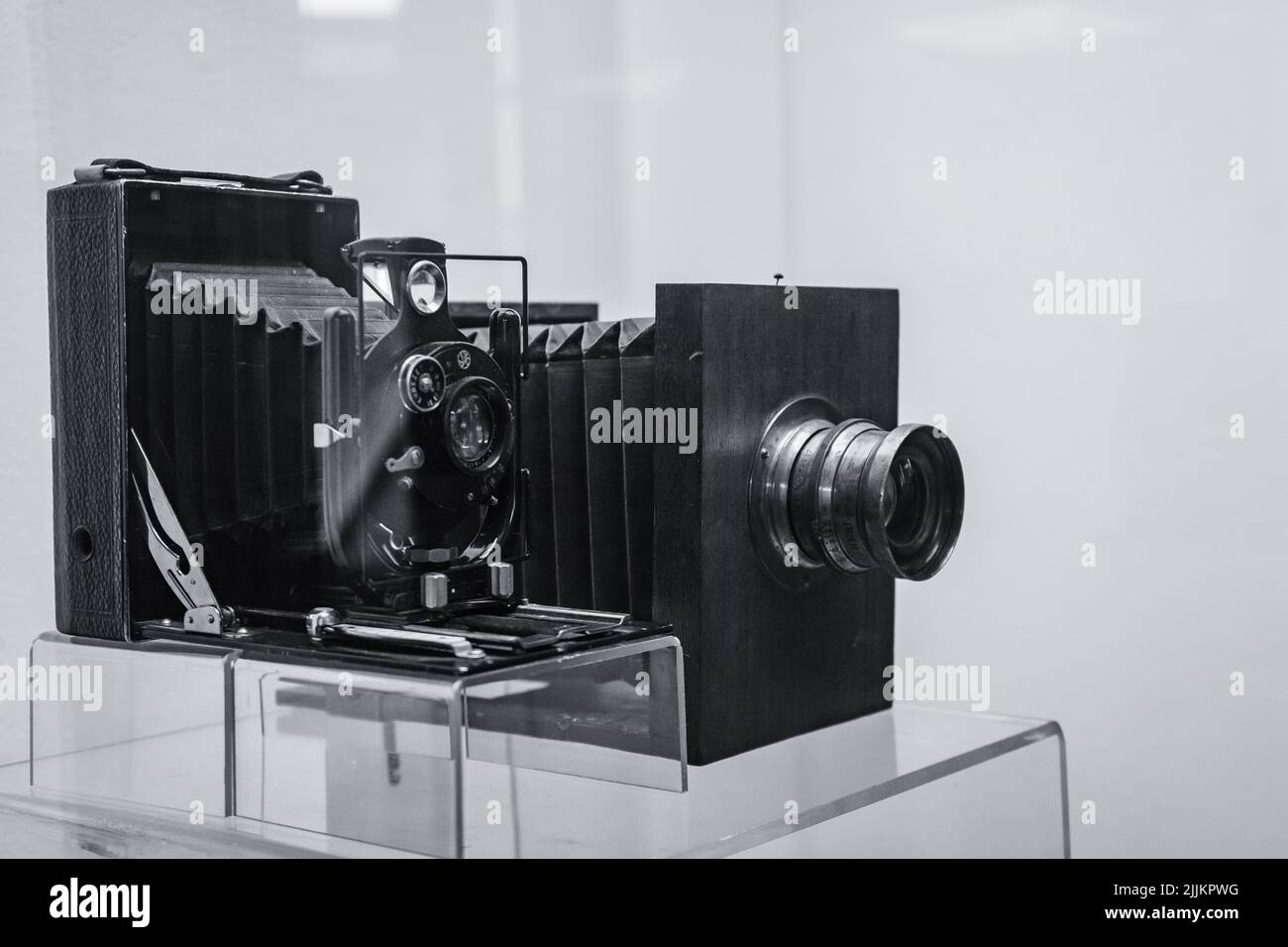 An old vintage camera. Historical pieces in a museum in Iasi Romania ...