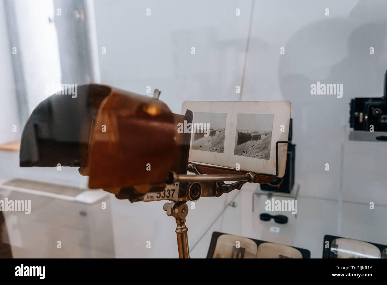 An old vintage camera. Historical pieces in a museum in Iasi Romania ...