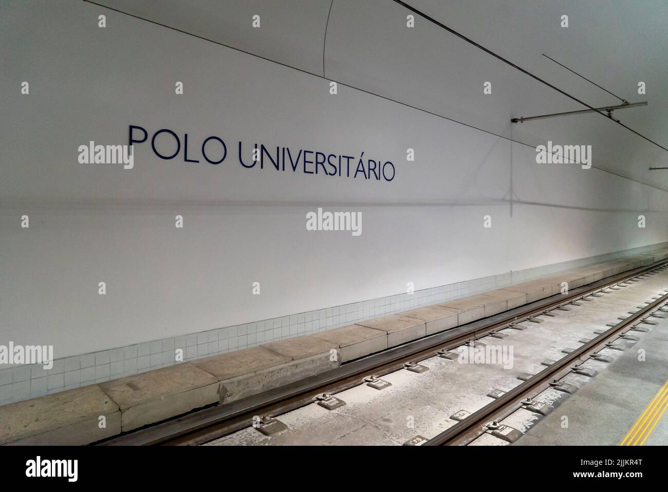The Polo University metro station sign in Porto, Portugal Stock Photo ...