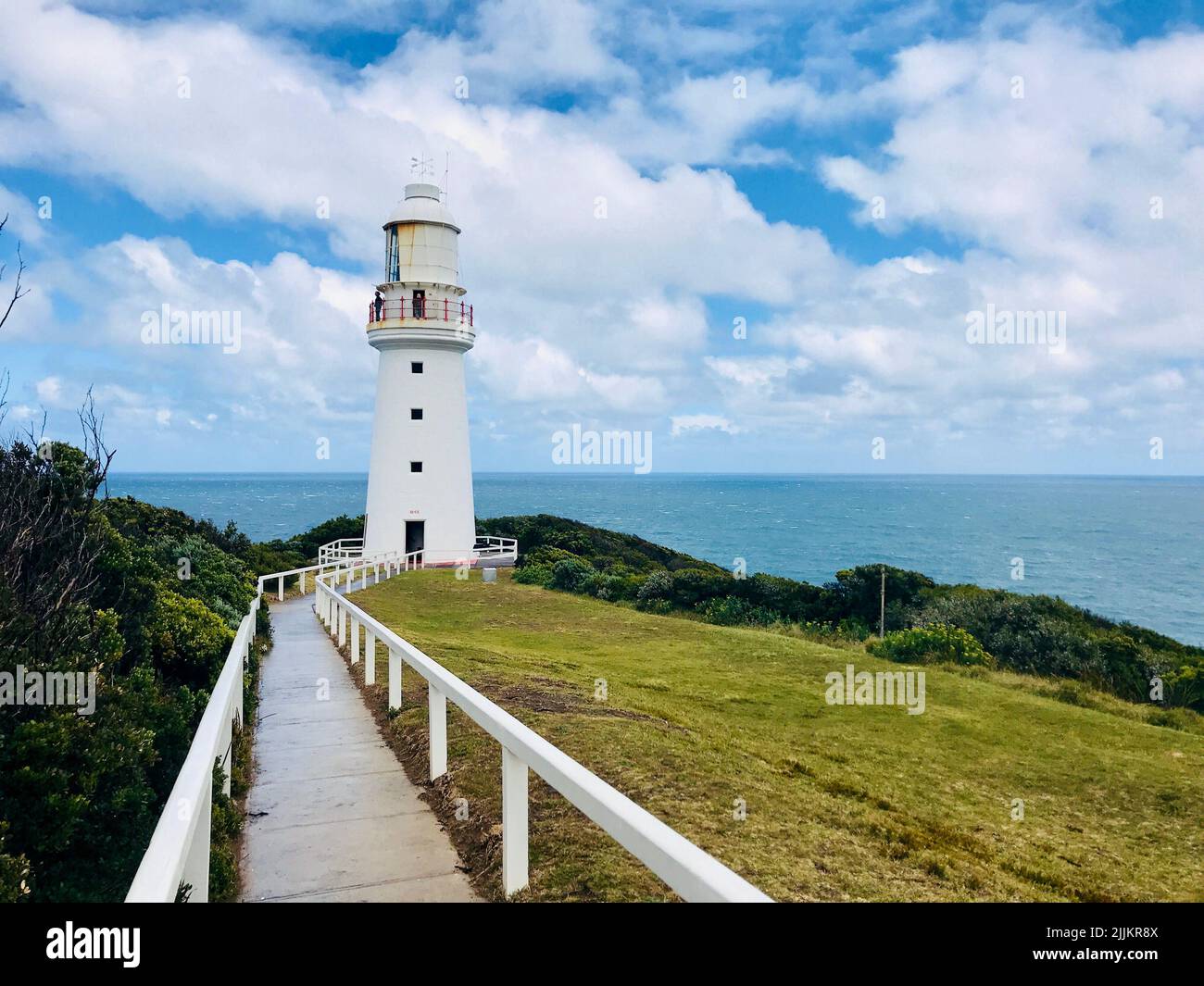 Cape Otway Lighthouse on the east cost of Australia, a cloudy, rainy ...