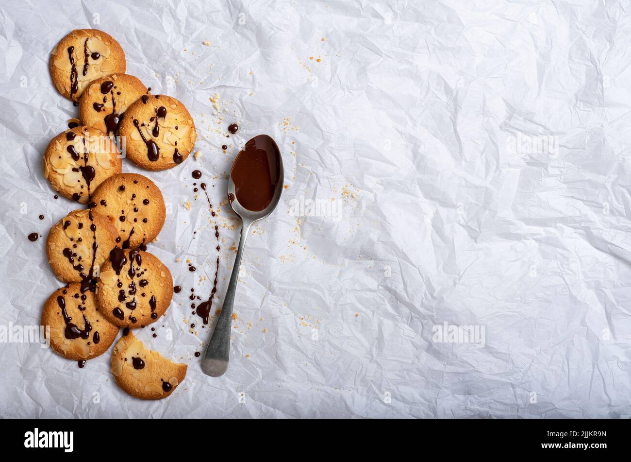 Food photography of cookie, melted chocolat, spoon Stock Photo - Alamy