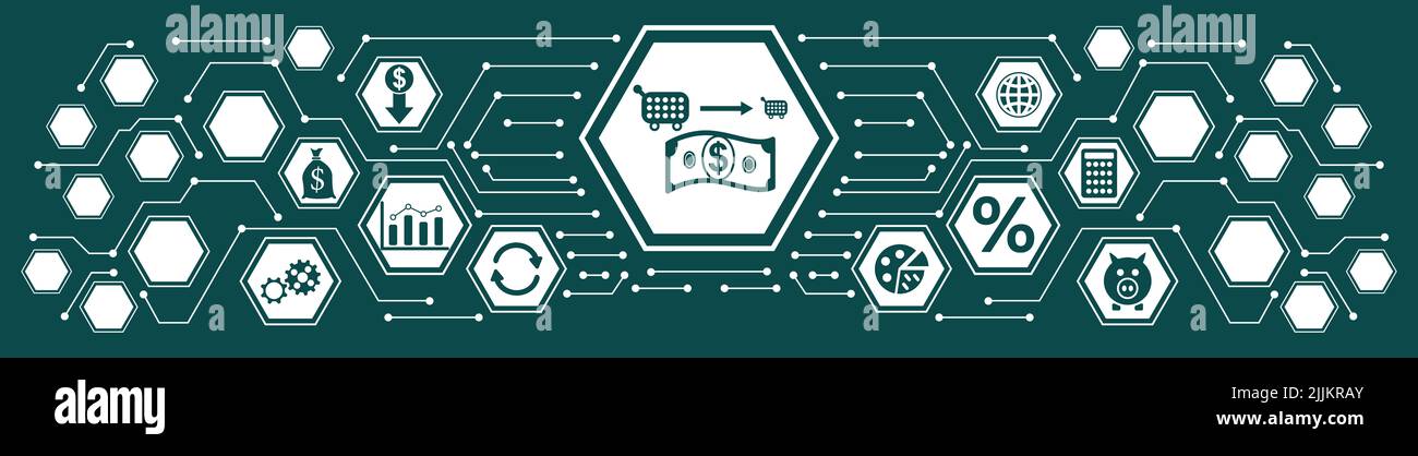 Concept of inflation with connected icons Stock Photo - Alamy