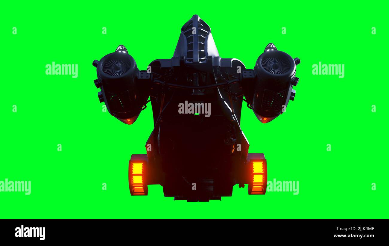 Futuristic flying car. Green screen isolate. 3d rendering Stock Photo ...