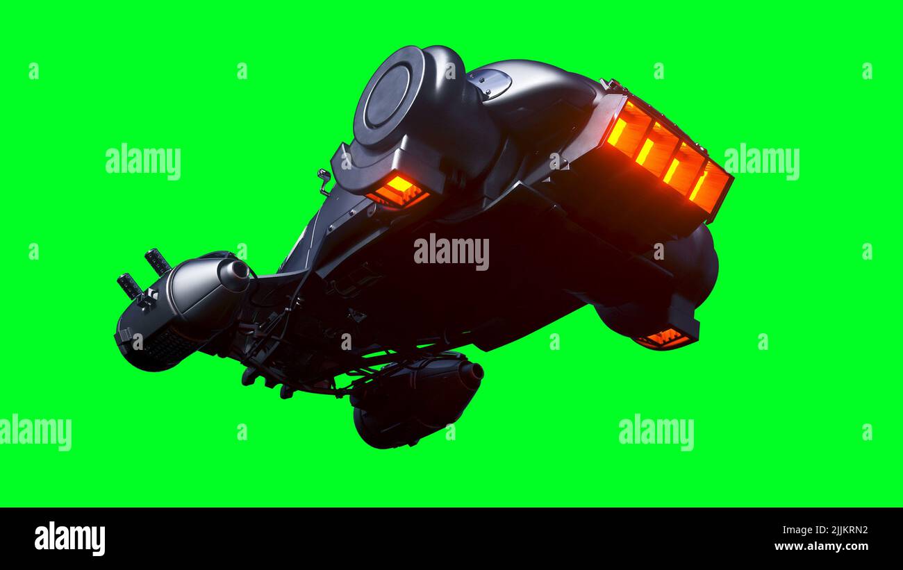 Futuristic flying car. Green screen isolate. 3d rendering Stock Photo ...