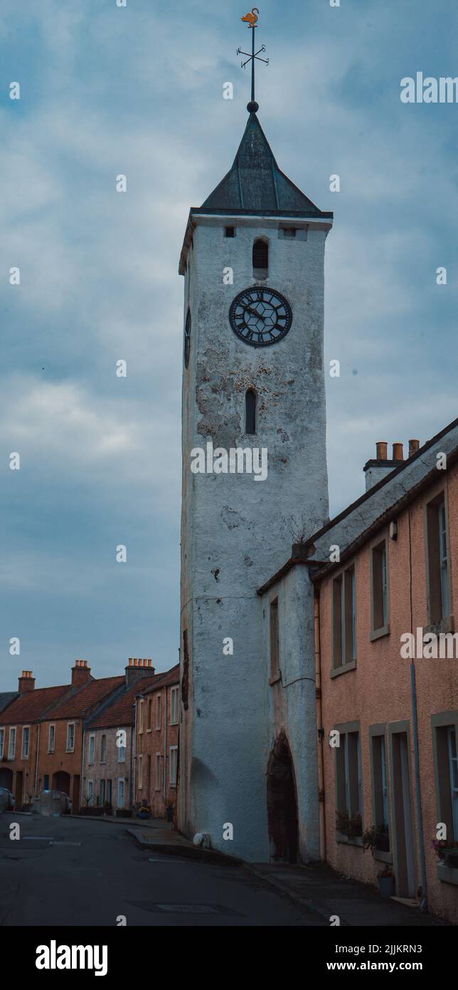 A vertical shot of a historic clock tower in Fife, Scotland Stock Photo ...