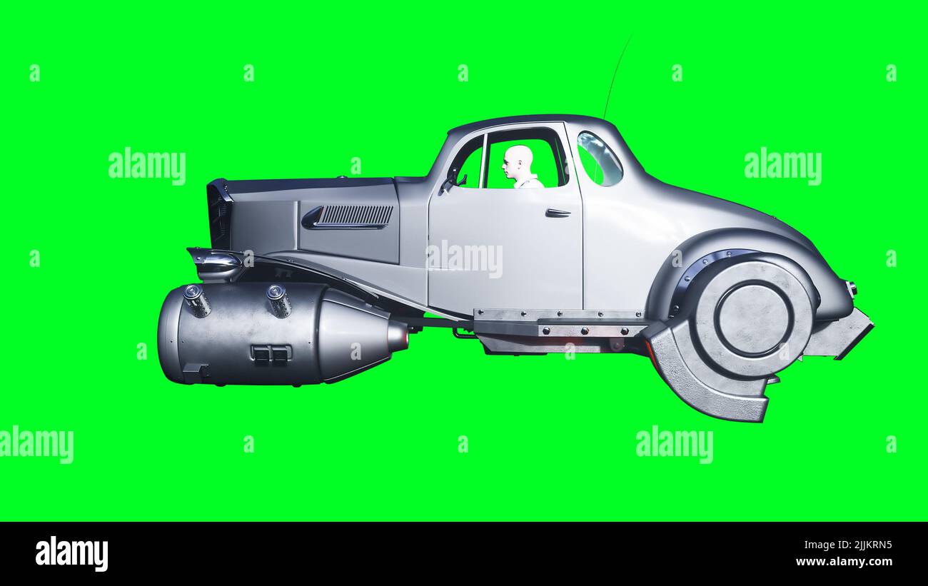 Futuristic flying car. Green screen isolate. 3d rendering Stock Photo ...