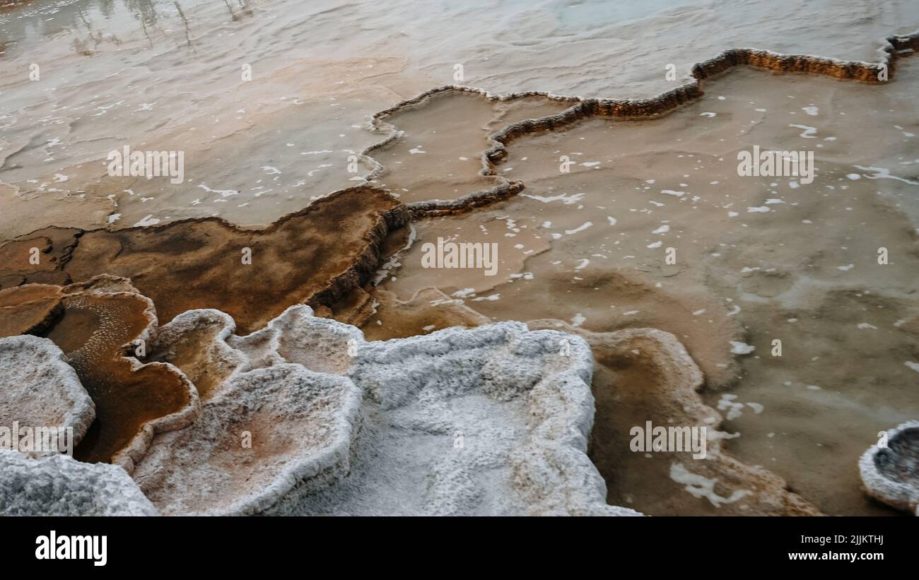 The Top shot of Sulfur deposits in Yellowstone National Park, Arizona ...