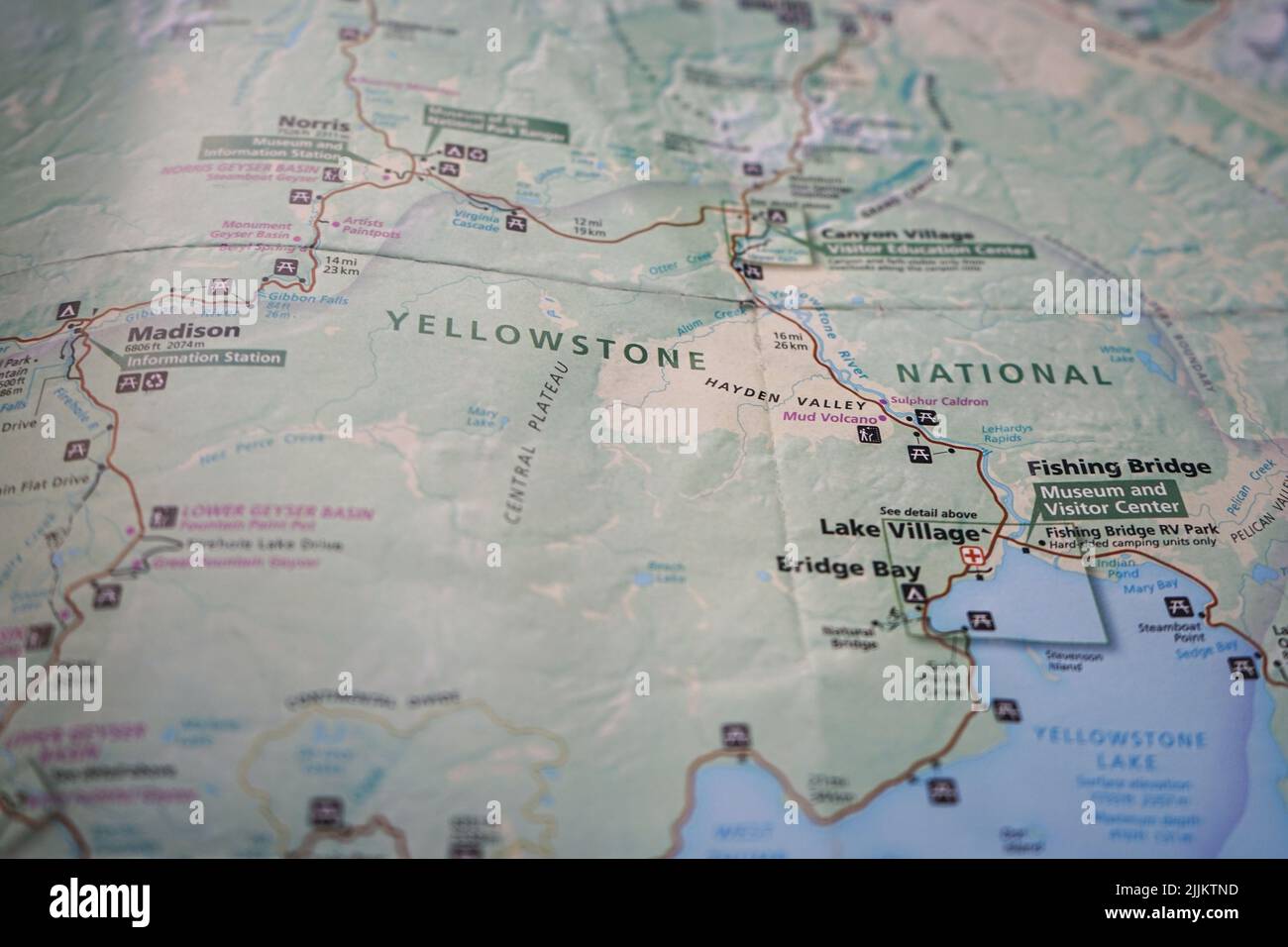 A closeup of the map of Yellowstone seen in a store Stock Photo - Alamy