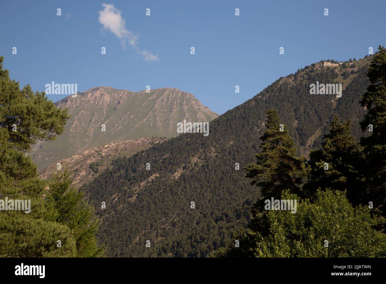 Beautiful mountain landscape under blue sky, horizontal view Stock ...