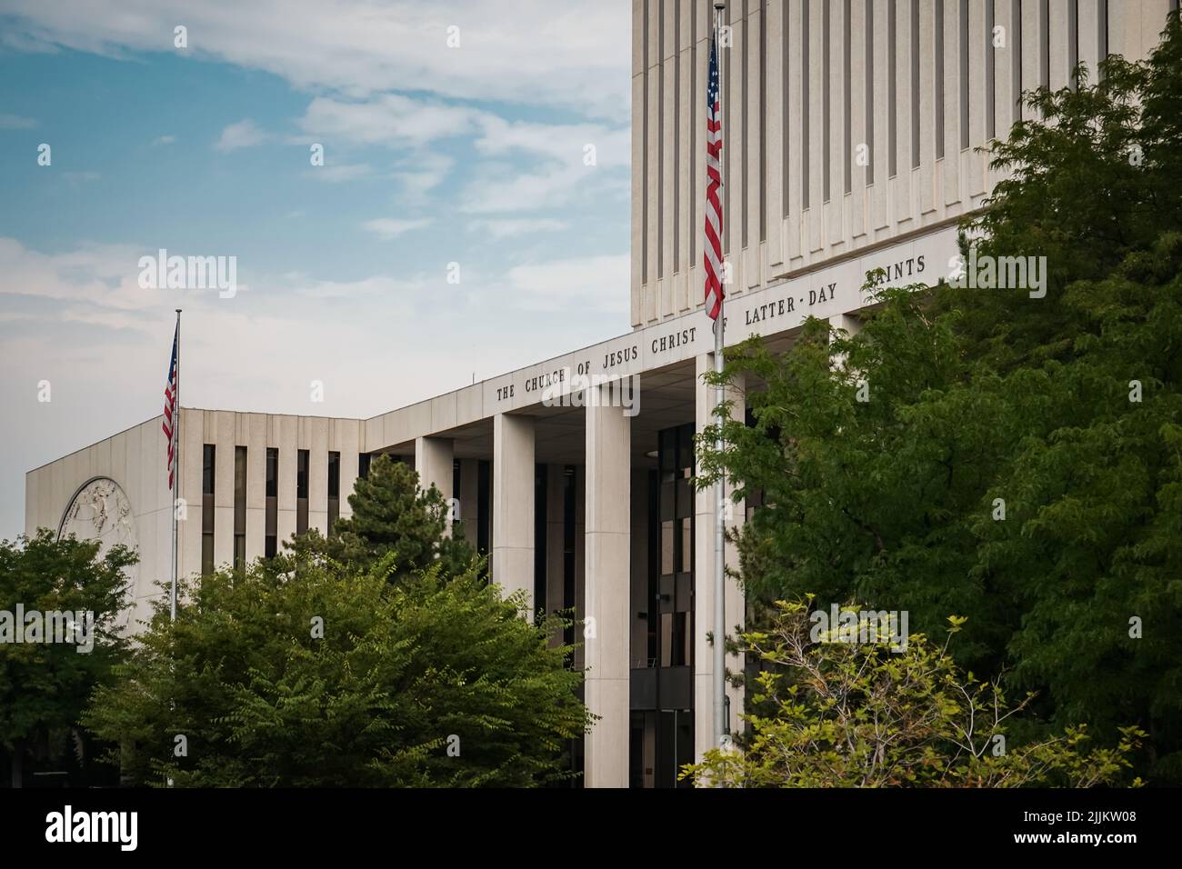 The side shot of a building with columns in Salt Lake City Stock Photo ...