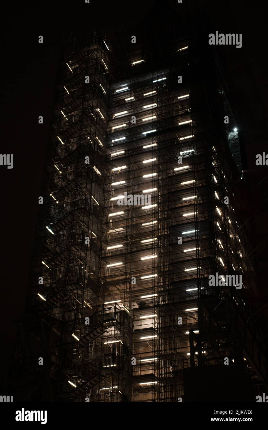 The Scaffolding covered Big Ben at night Stock Photo - Alamy
