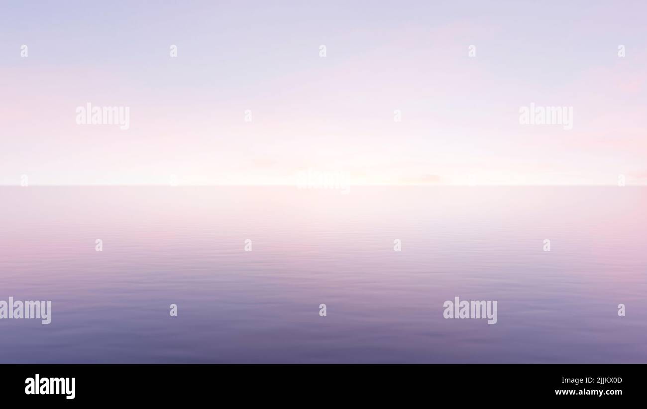 sky and water reflection pink dawn sunset gradient. 3d render Stock ...