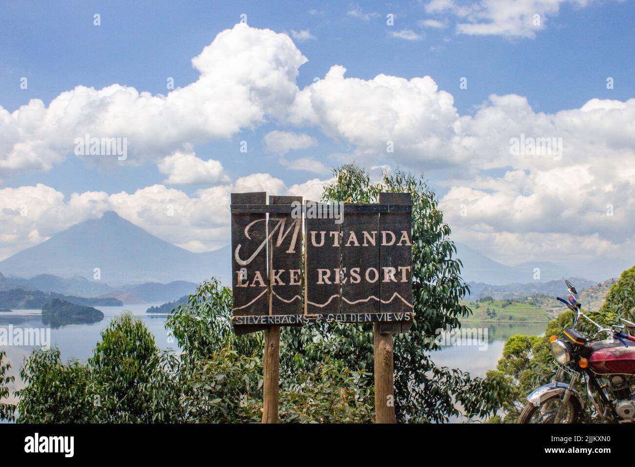 A Mutanda lake resort sign in Uganda Stock Photo - Alamy