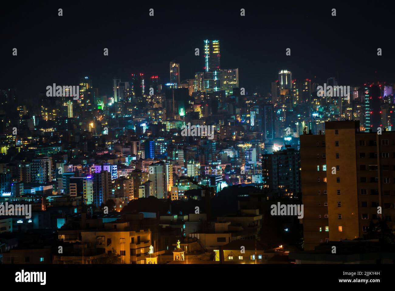 An aerial night view of the city of Beirut Stock Photo - Alamy