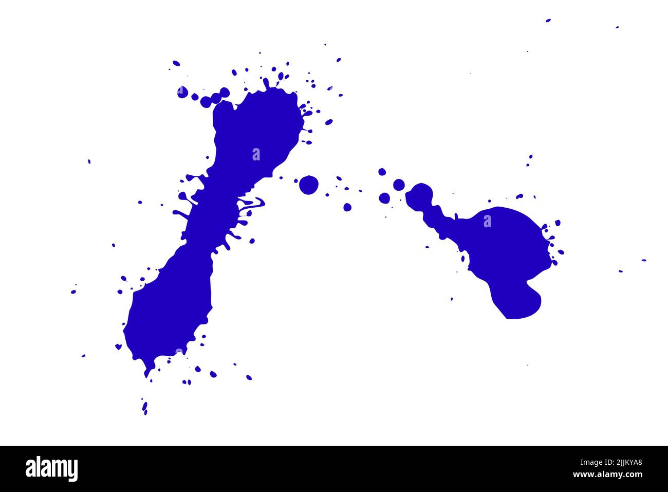 A blue blot on a white background - Spots of ink on a piece of paper ...