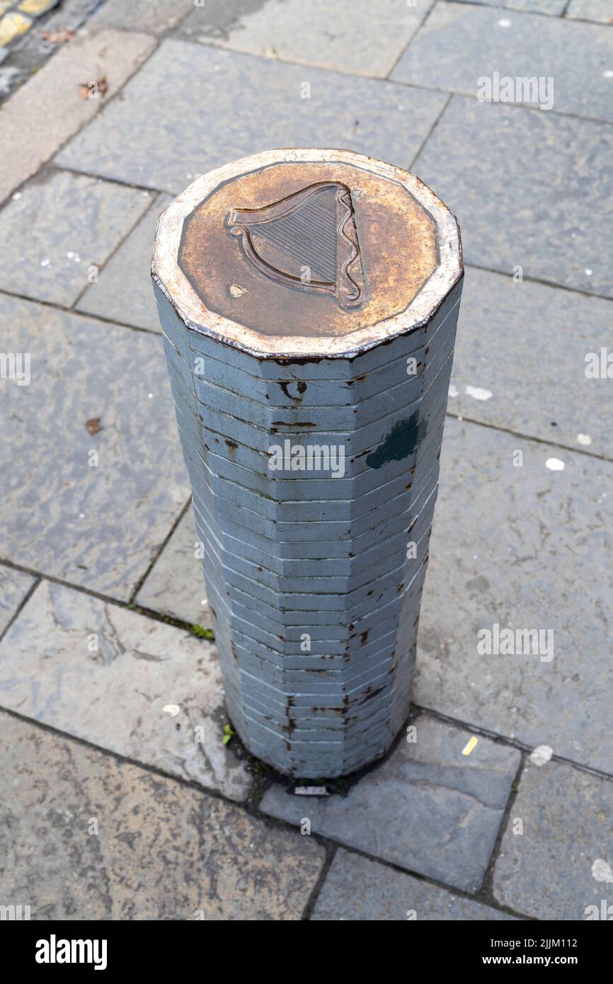 A vertical closeup shot of Irish harp coins stack Stock Photo - Alamy