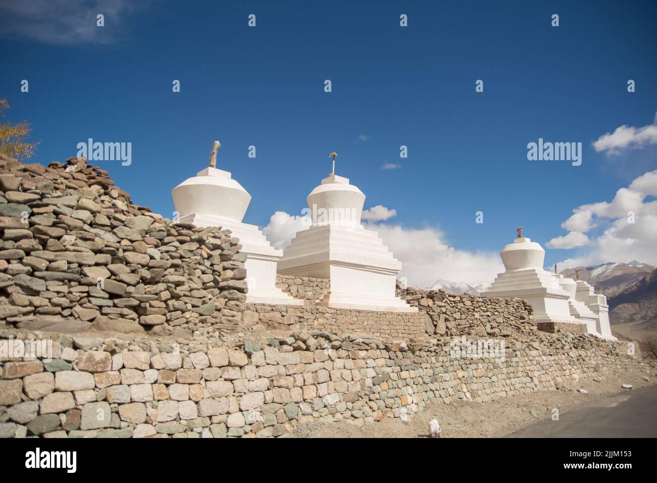 The chortens in the Himalayan roads in Ladakh, India Stock Photo - Alamy