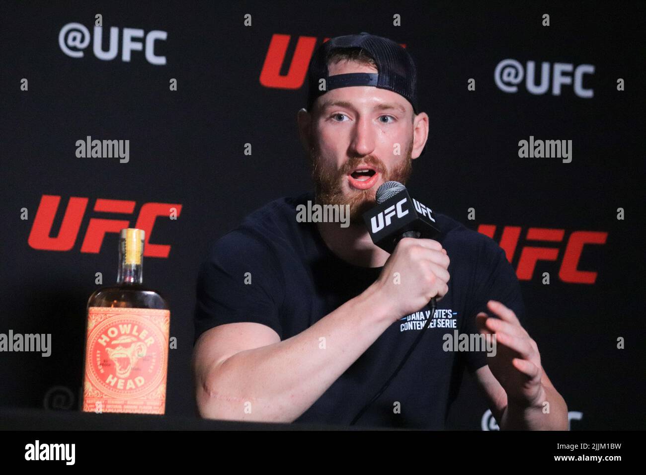 LAS VEGAS, NV - JULY 26: MMA Fighter Joseph Pyfer interacts with media ...