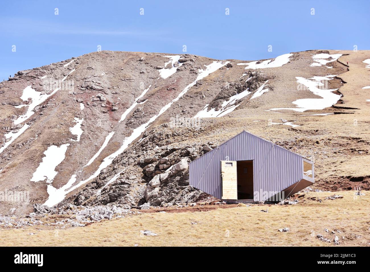 A metal structure on the Visocica Mountain in Bosnia and Herzegovina ...