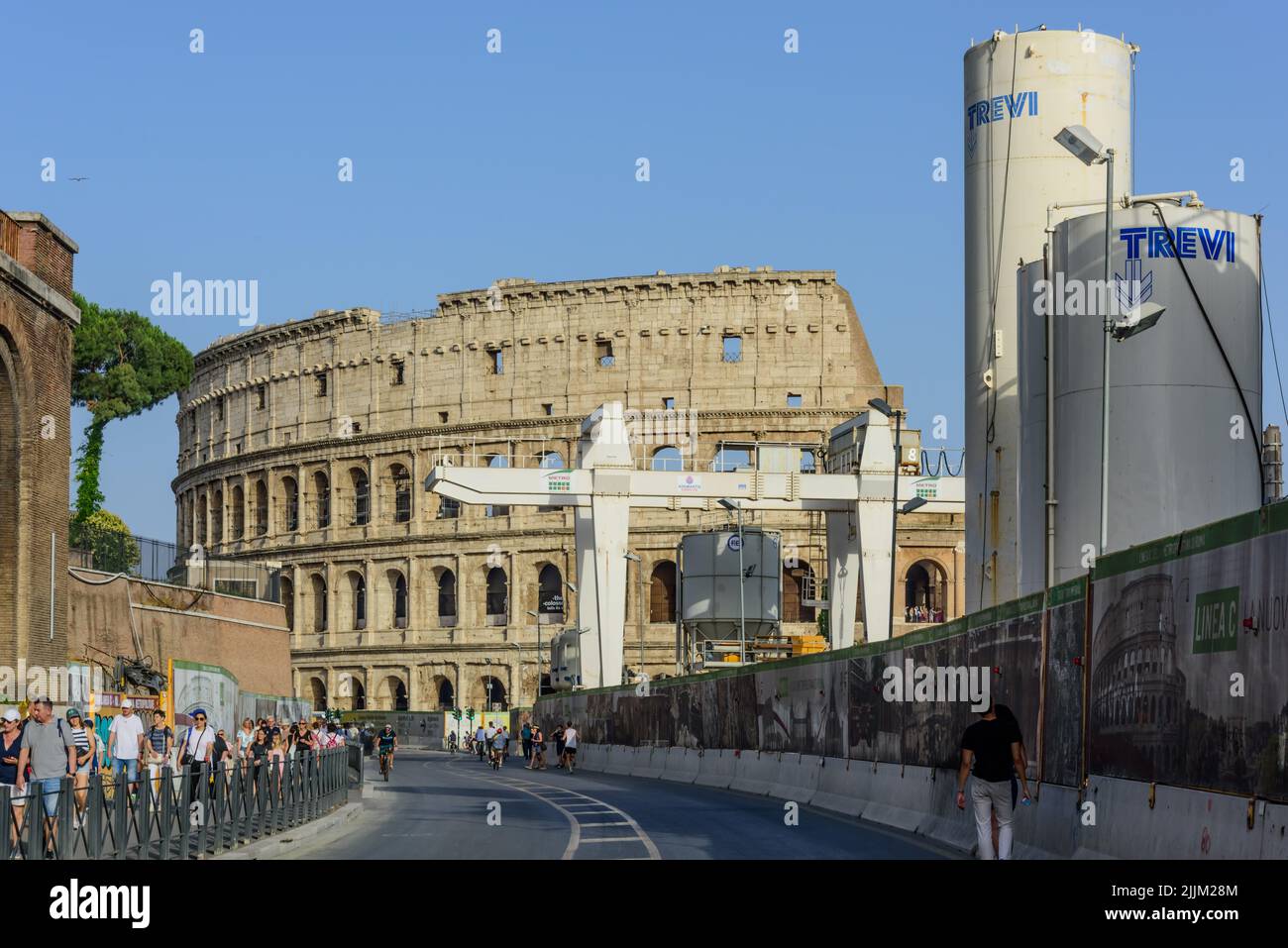 Rom, Bau der U-Bahn-Linie C am Forum Romanum, Kolosseum // Rome ...