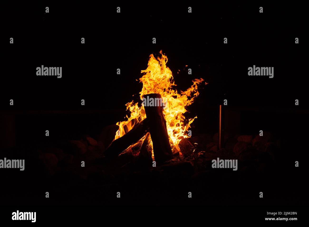 Night campfire with available space at left side Stock Photo - Alamy