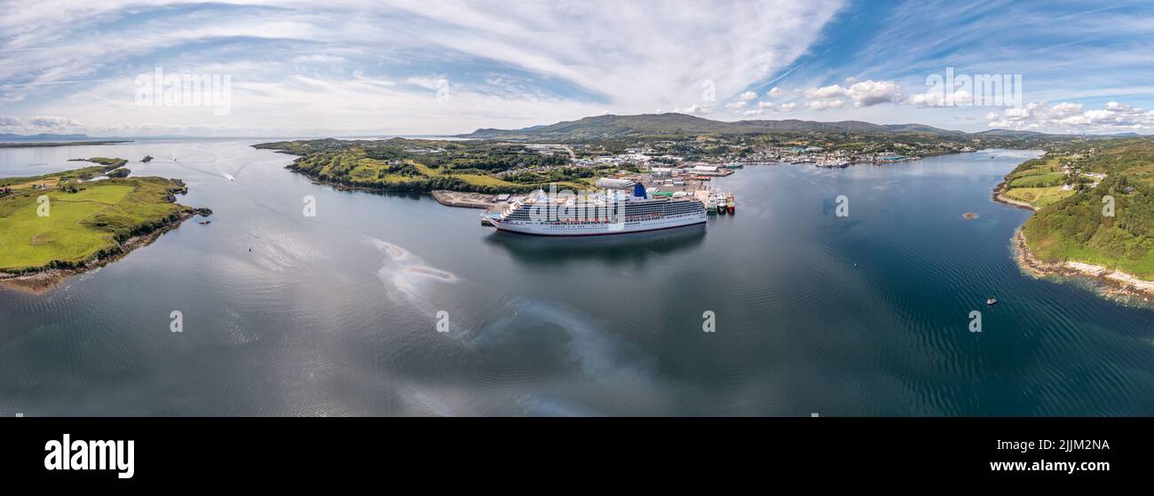 Aerial view of Killybegs with huge cruise ship in County Donegal - Ireland - All brands and ...