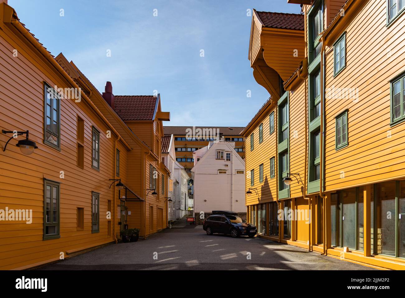 The colorful historical Norwegian wooden buildings in Bergen Stock ...