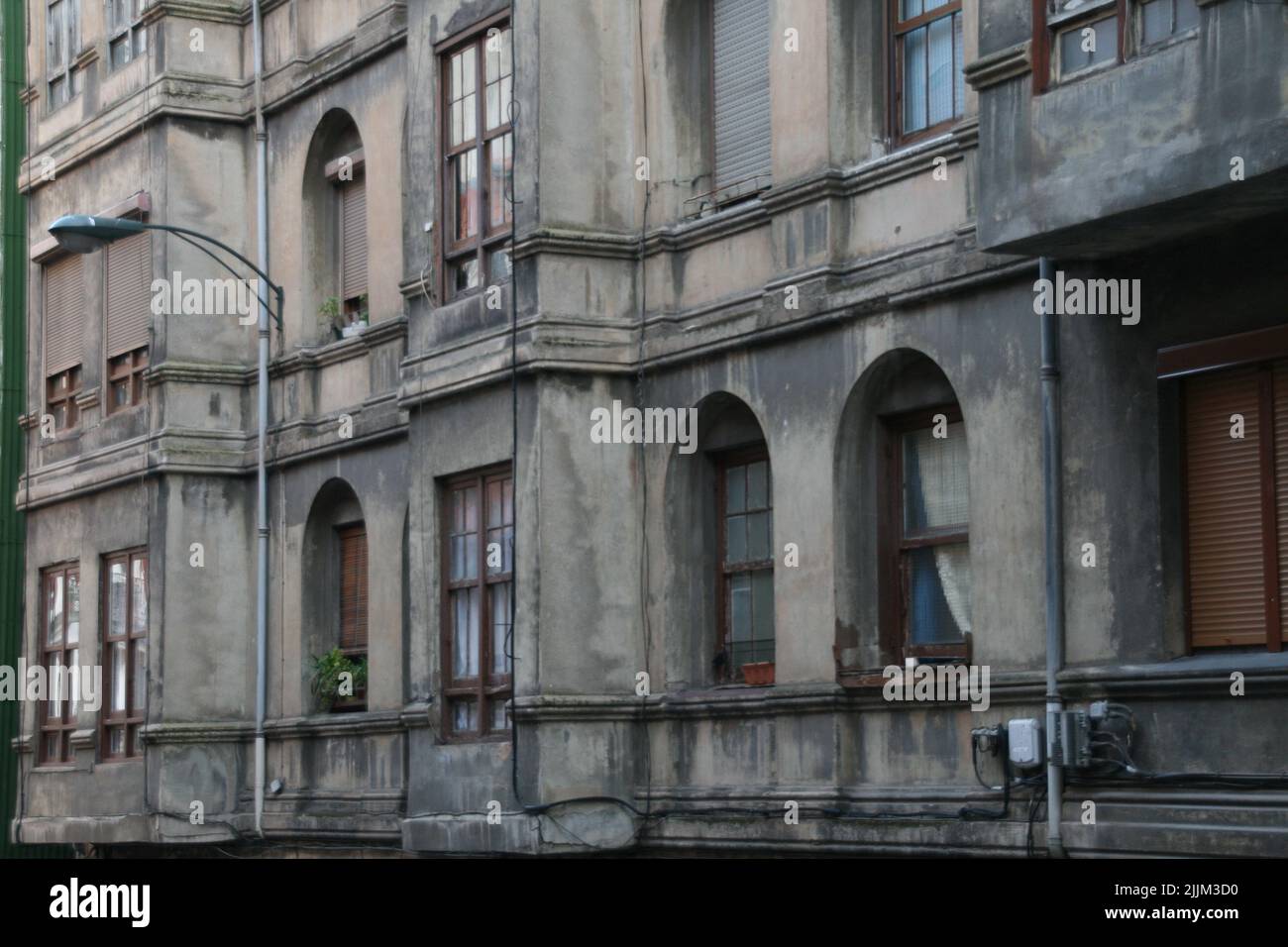 The old details of the vintage residential buildings in the day light ...
