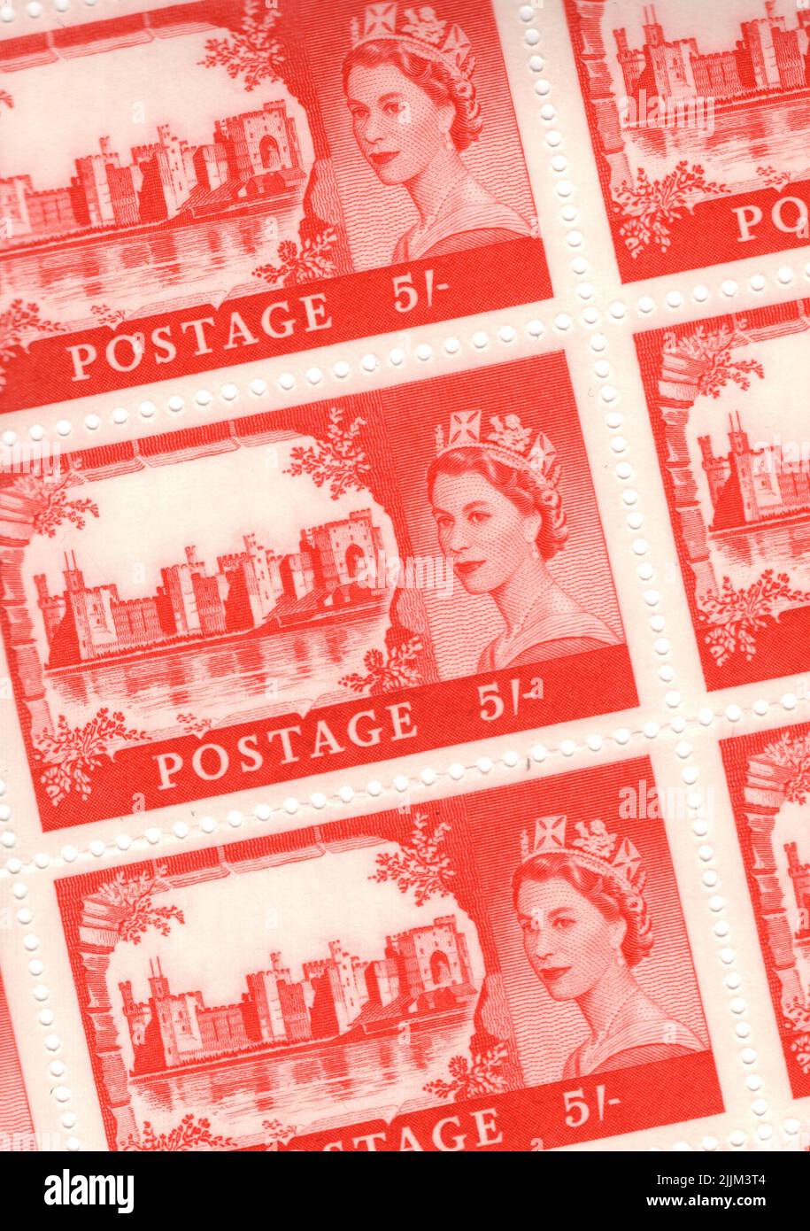 Detail from a sheet of Elizabeth ii GB postage stamps featuring a ...