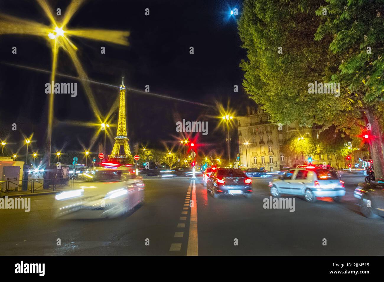 Beautiful night view of Paris, France, with the Eiffel Tower Artistic ...