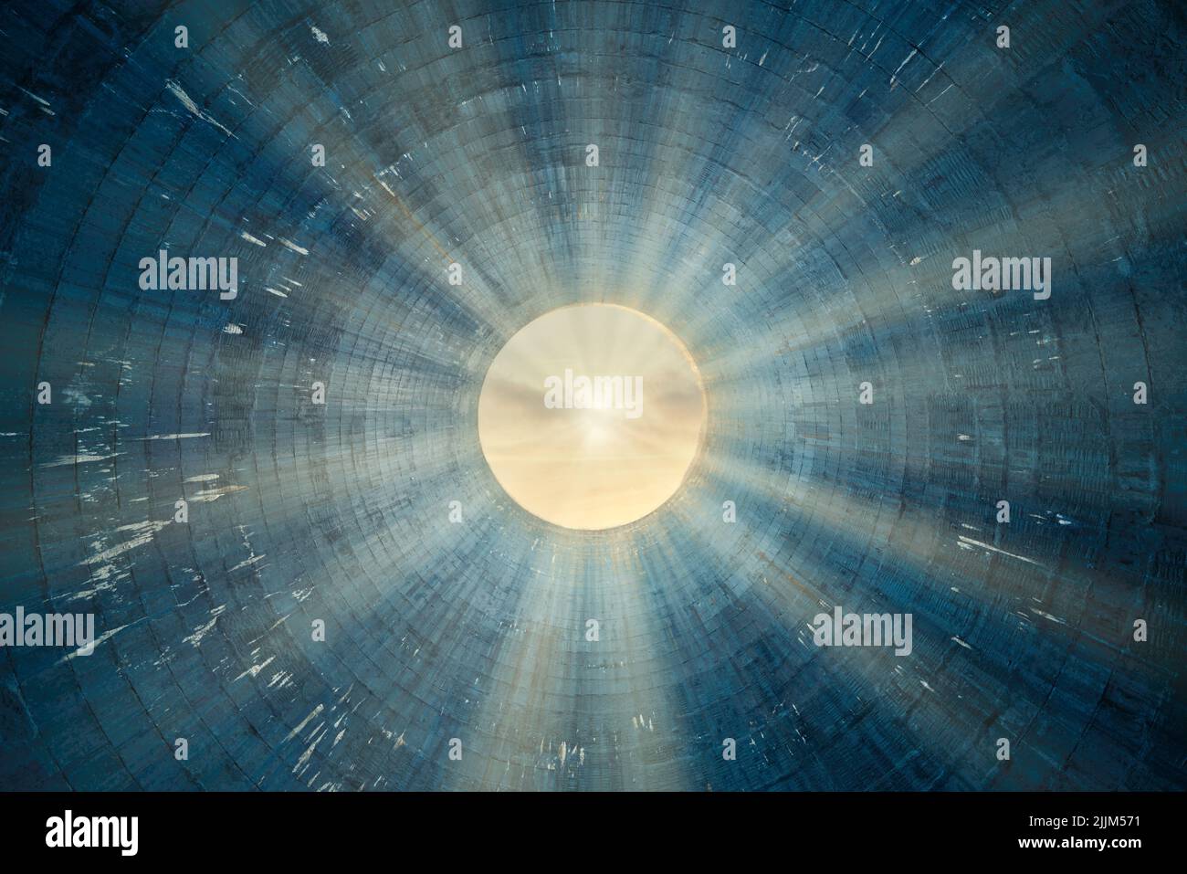 The abstract blue background with a bright light in the center Stock ...