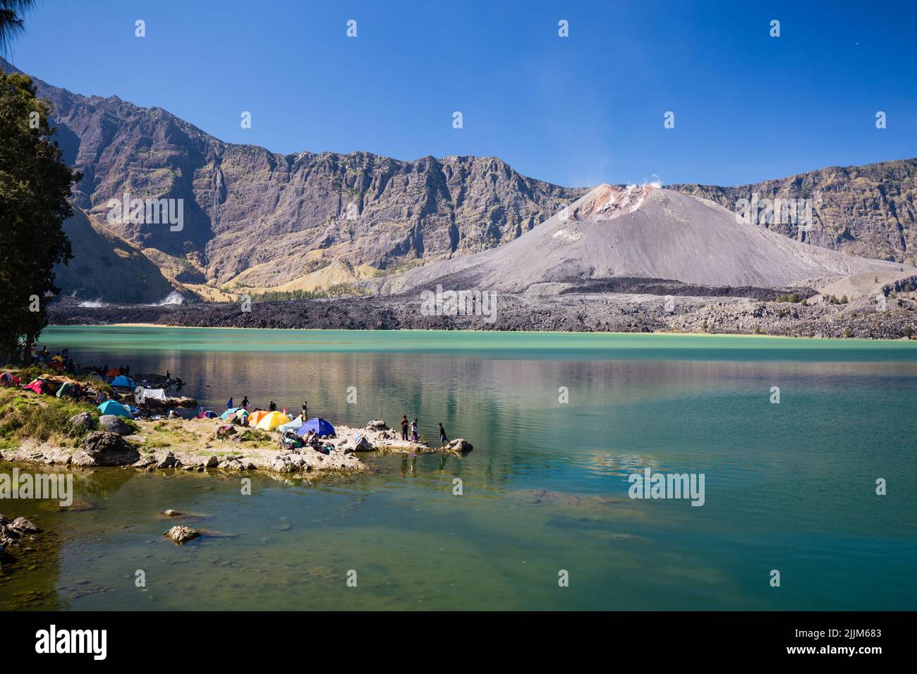 A beautiful view of the Mount Rinjani in Indonesia Stock Photo - Alamy