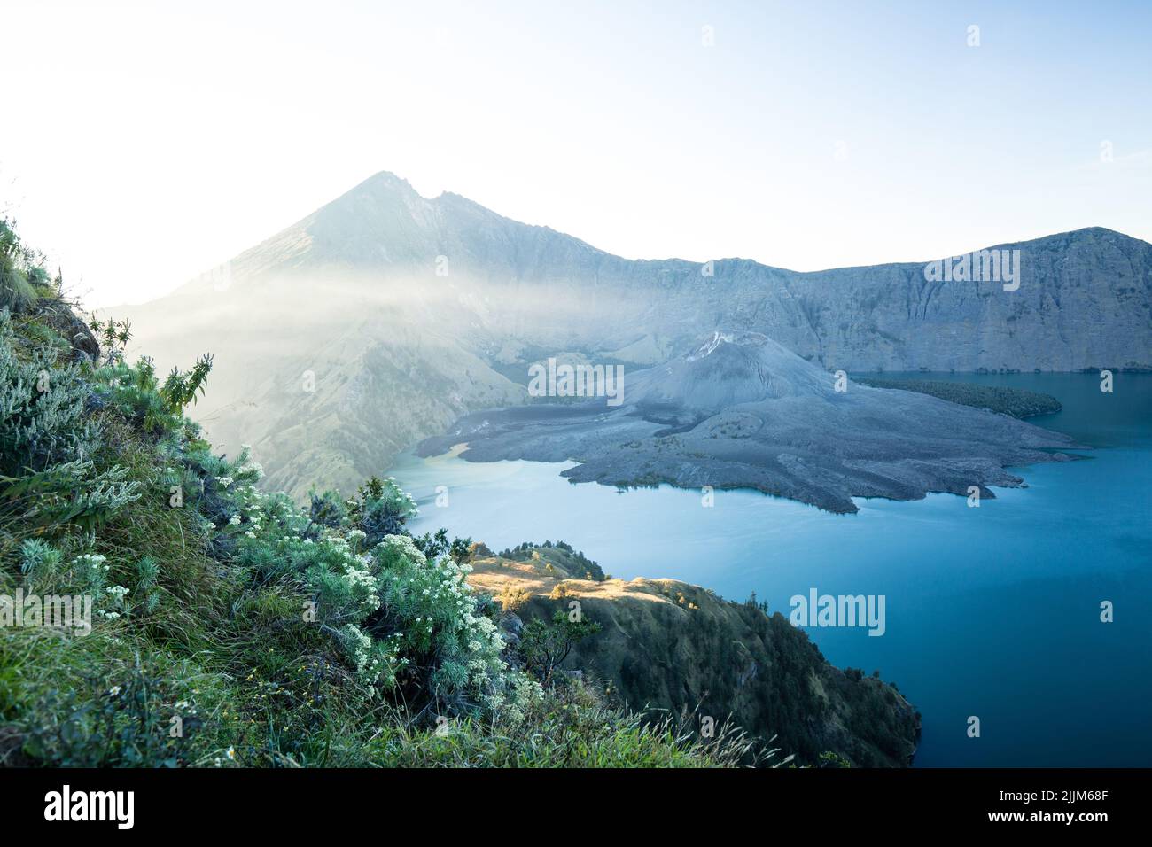A beautiful view of the Mount Rinjani in Indonesia Stock Photo - Alamy