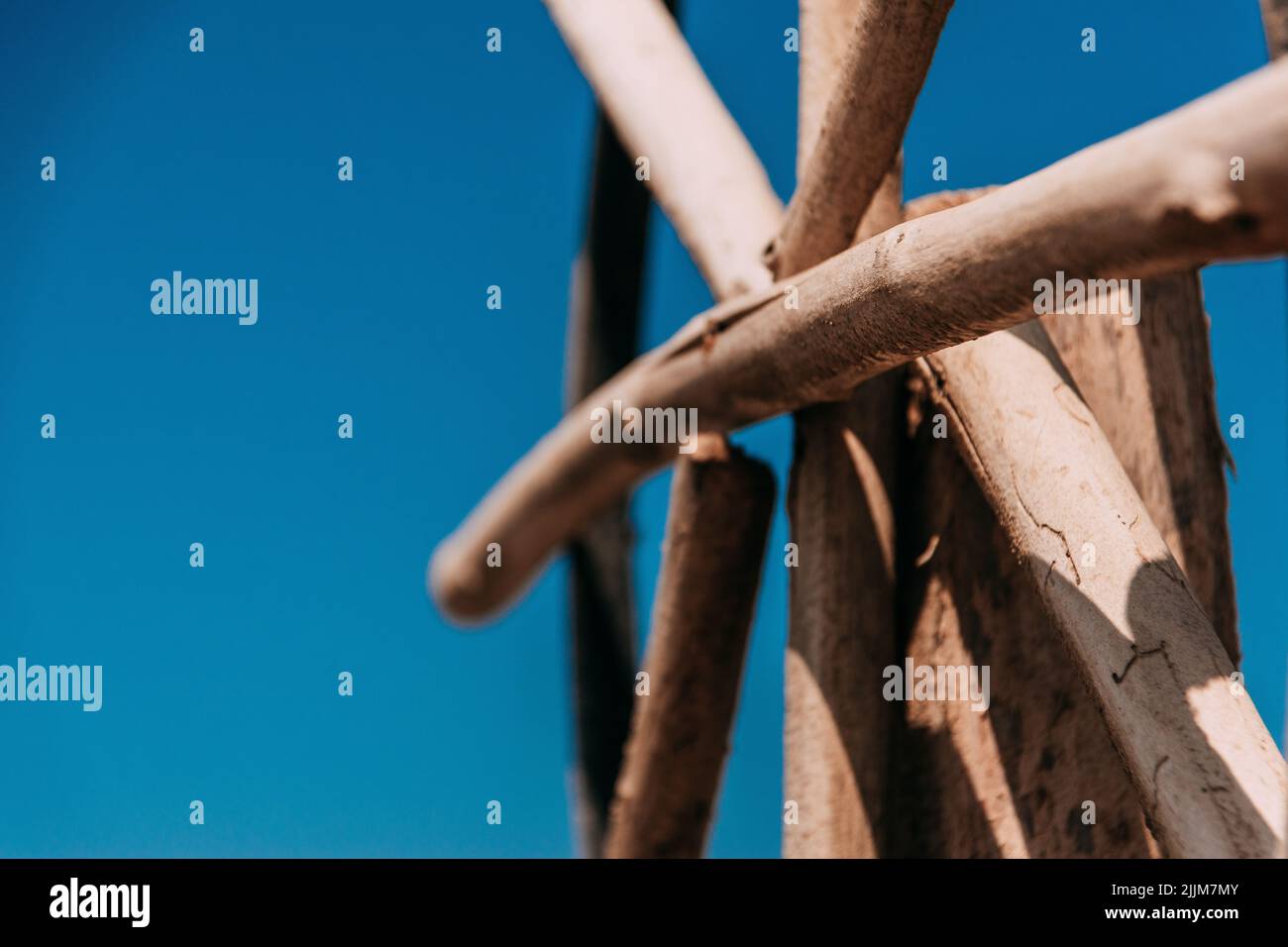 The close-up shot of wooden sticks put together as a wheel Stock Photo ...