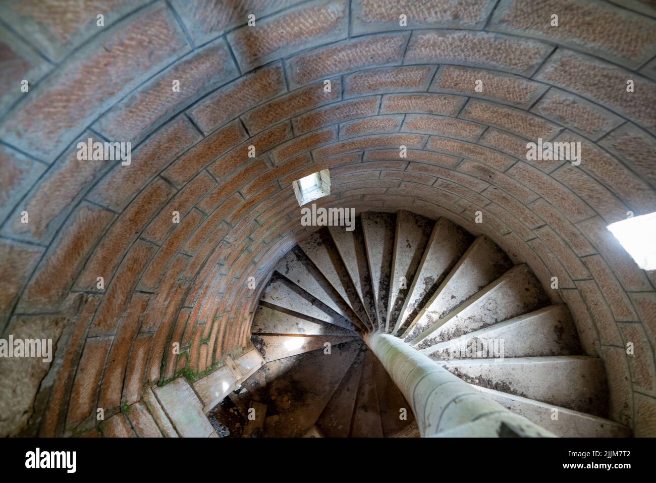 The old spiral stone staircase. Top view Stock Photo - Alamy