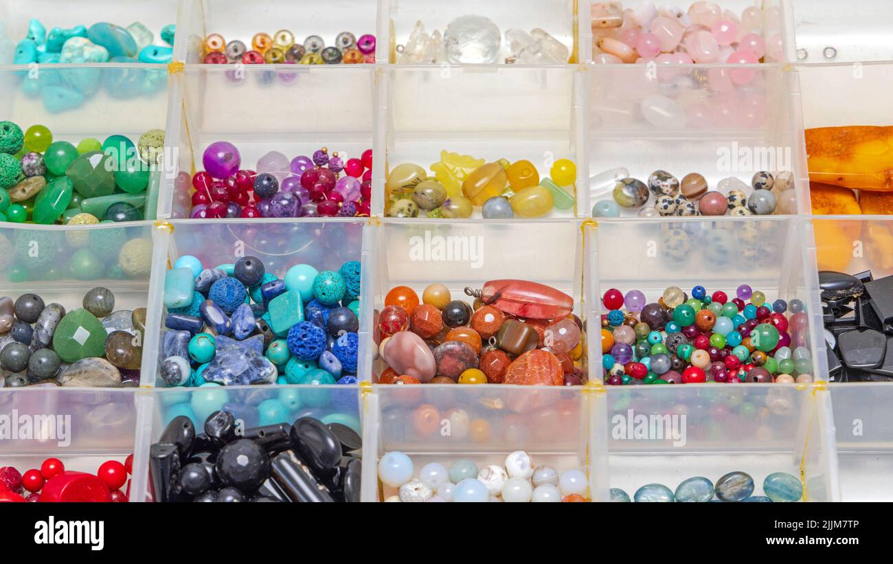 Colourful Assortment of Gemstones Jewelry Craft Material in Organizer ...