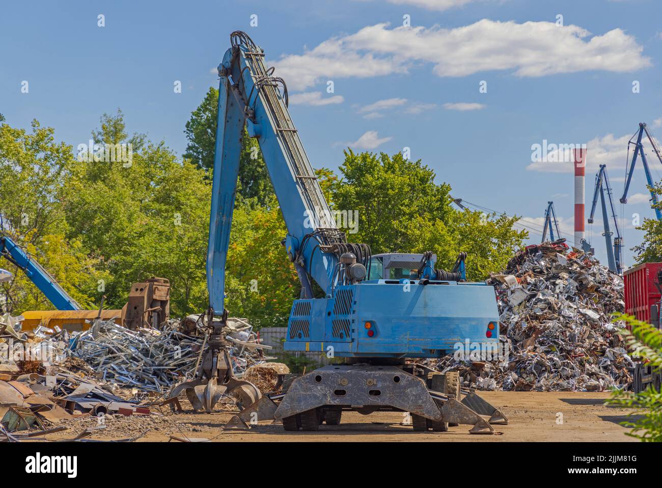 Big Machine With Orange Peel Grapple Scrapyard Recycling Facility Stock ...