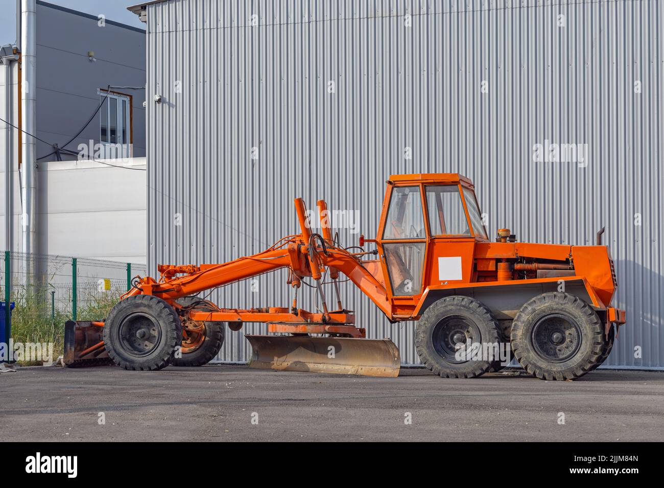 Motor Road Grader Blade Orange Construction Machine Stock Photo - Alamy