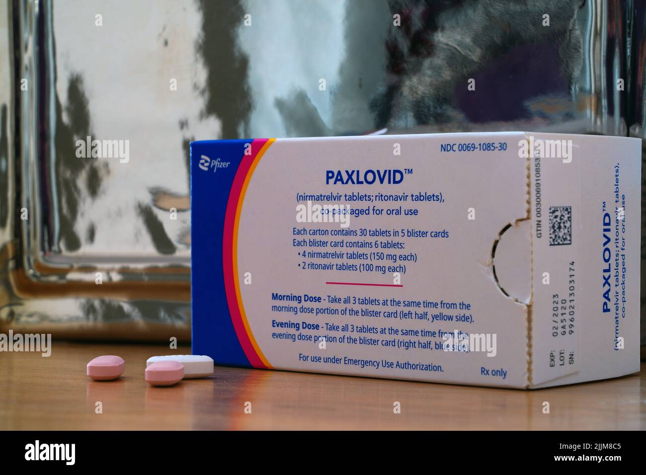 MIAMI, FL -18 MAY 2022- View of a box of Paxlovid, an antiviral ...