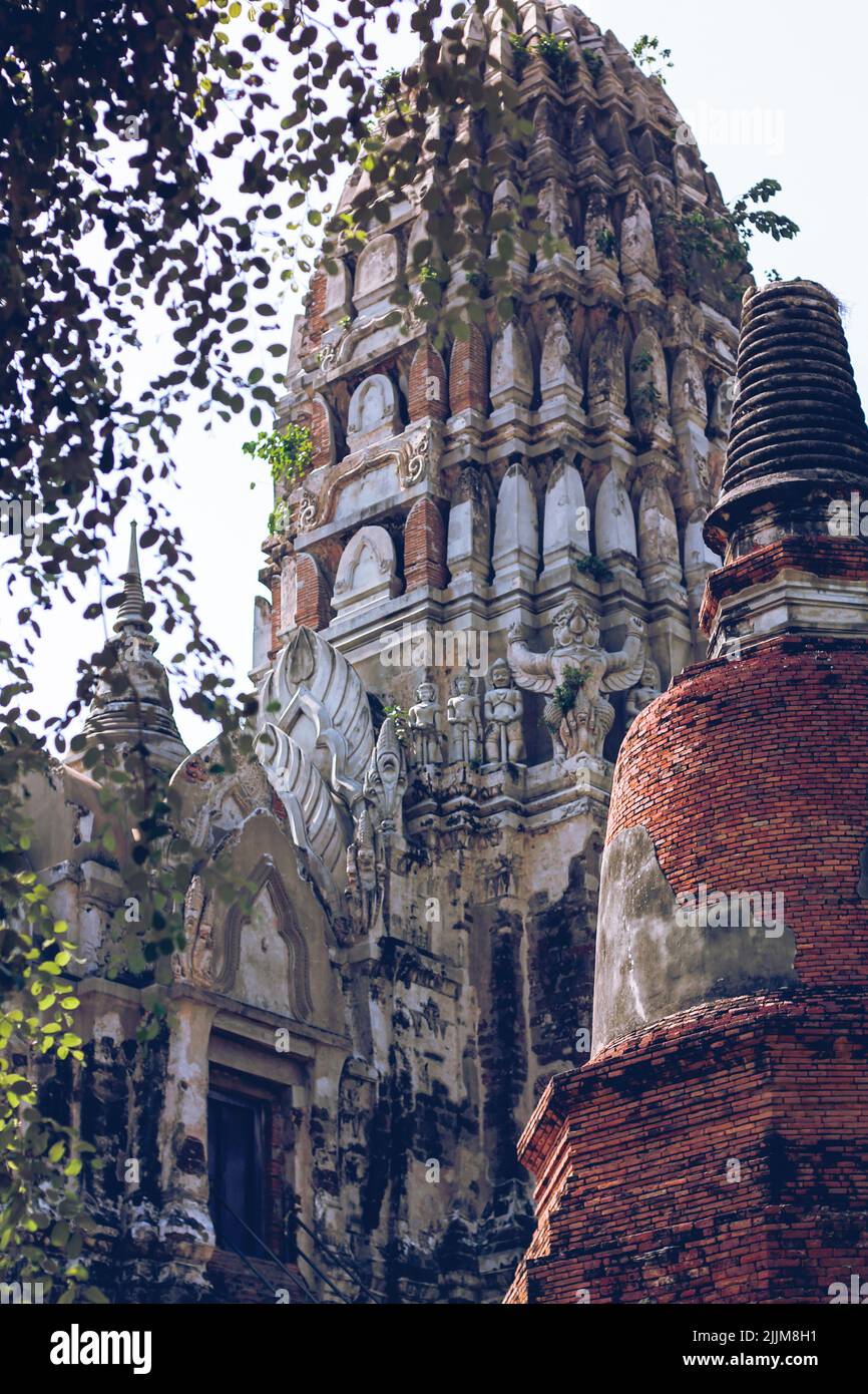 The ancient ruins in Wat Ratchaburana in the Ayutthaya Historical Park ...