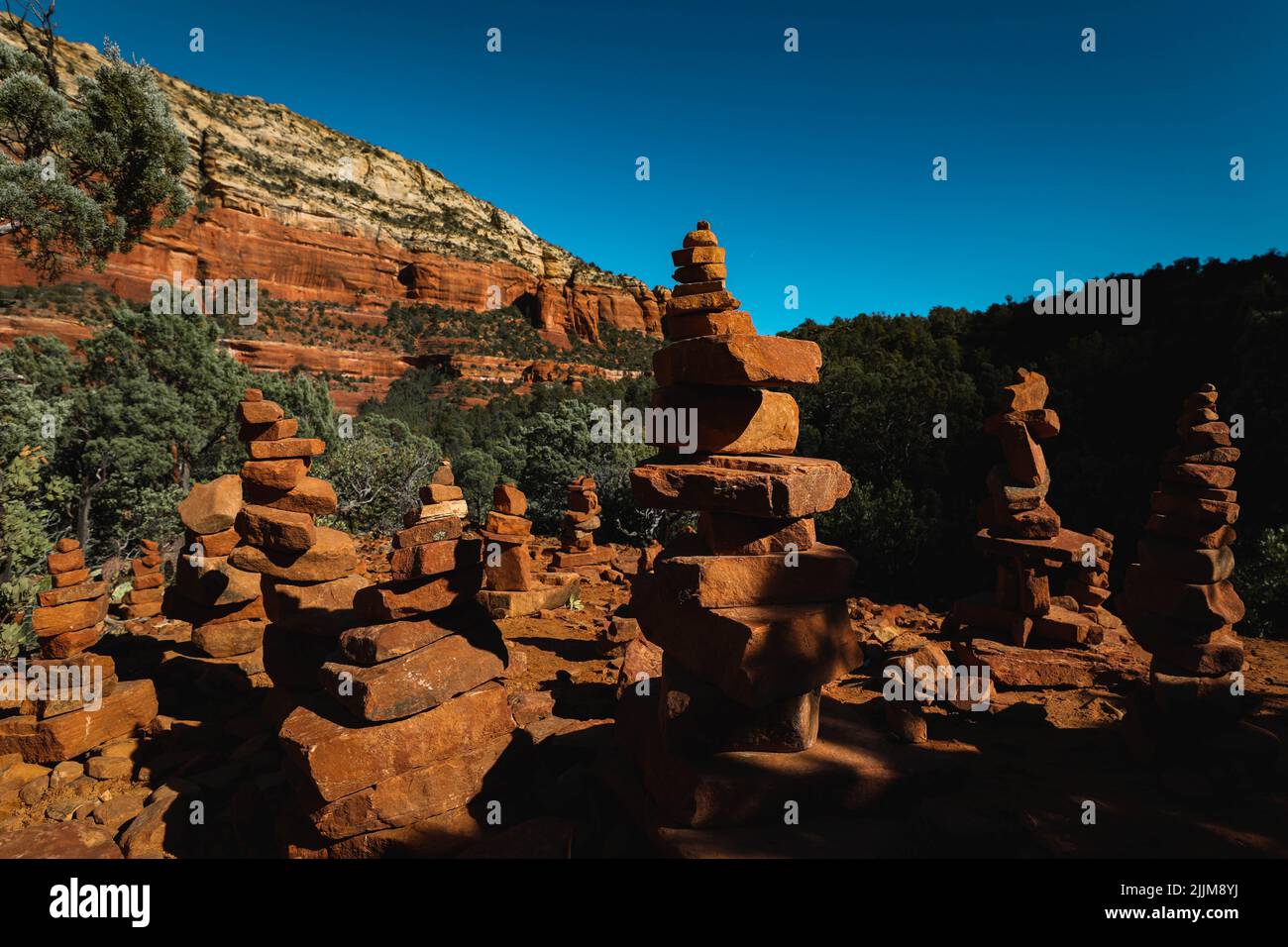 A beautiful view of the canyon in Arizona with rocks formed in pyramid ...