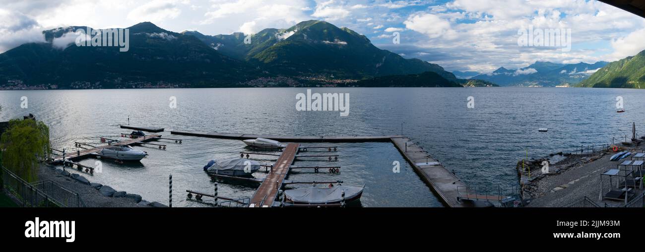 Lake Como, Italy from the town of Lezzeno- Varenna, Lombardy region ...