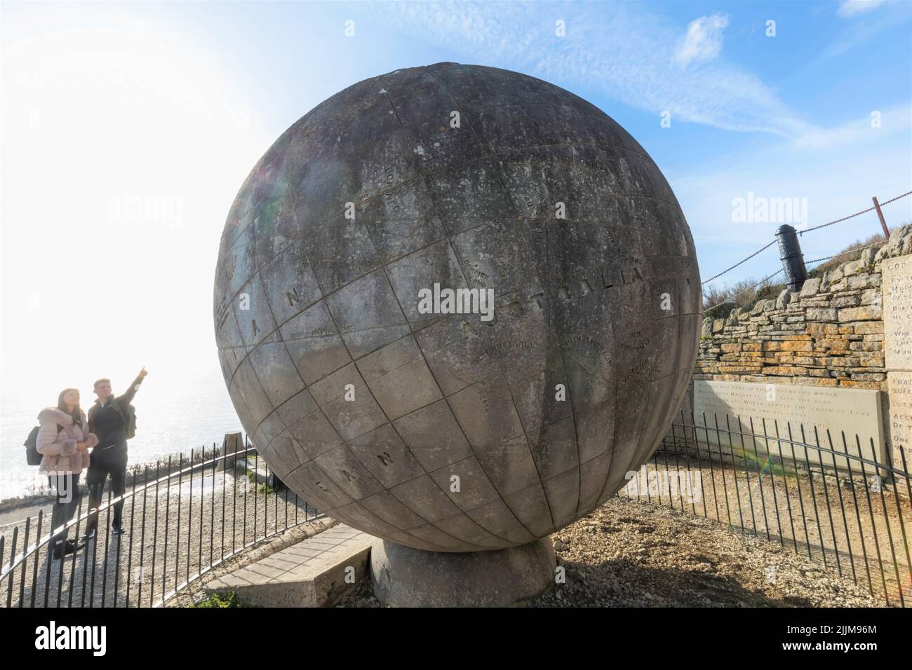 England, Dorset, Swanage, Durlston Head Country Park, The 40 tonne Portland Stone Great Globe ...