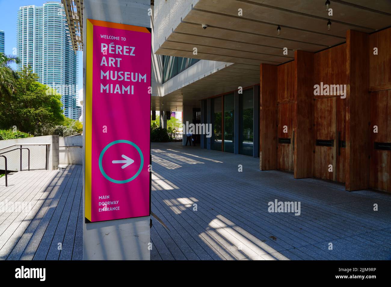 MIAMI, FL -18 MAY 2022- View of the Perez Art Museum Miami (PAMM), a ... MIAMI, FL -18 MAY 2022- View of the Perez Art Museum Miami (PAMM), a ...