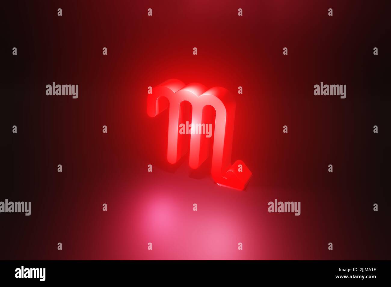 Scorpio red neon zodiac symbol, red neon glow horoscope sign 3D render ...