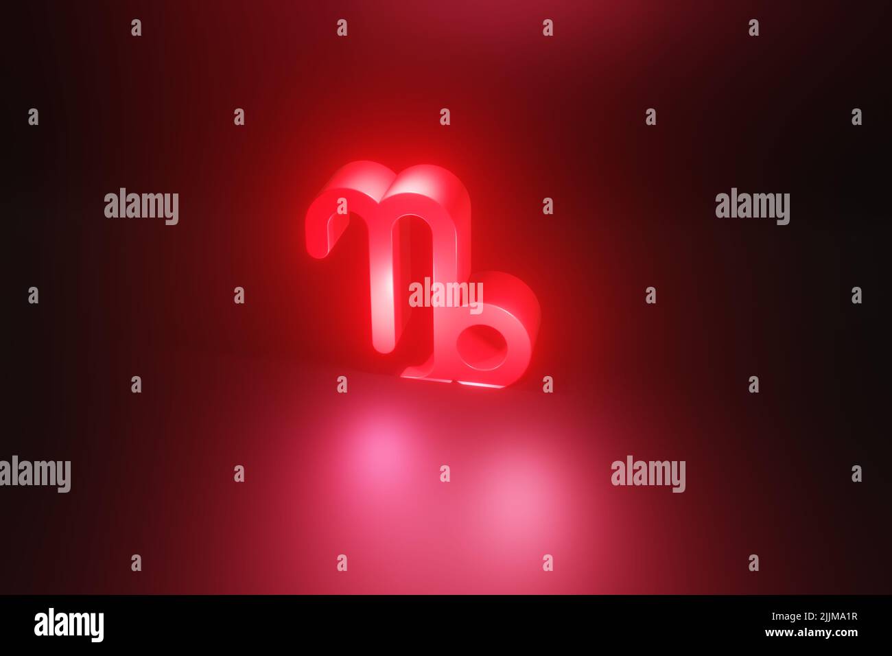 Capricorn red neon zodiac symbol, red neon glow horoscope sign 3D ...