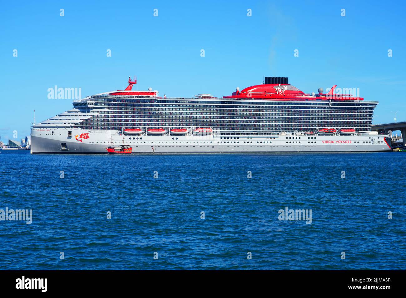 MIAMI BEACH, FL -18 MAY 2022- View of the Scarlet Lady cruise ship by ...