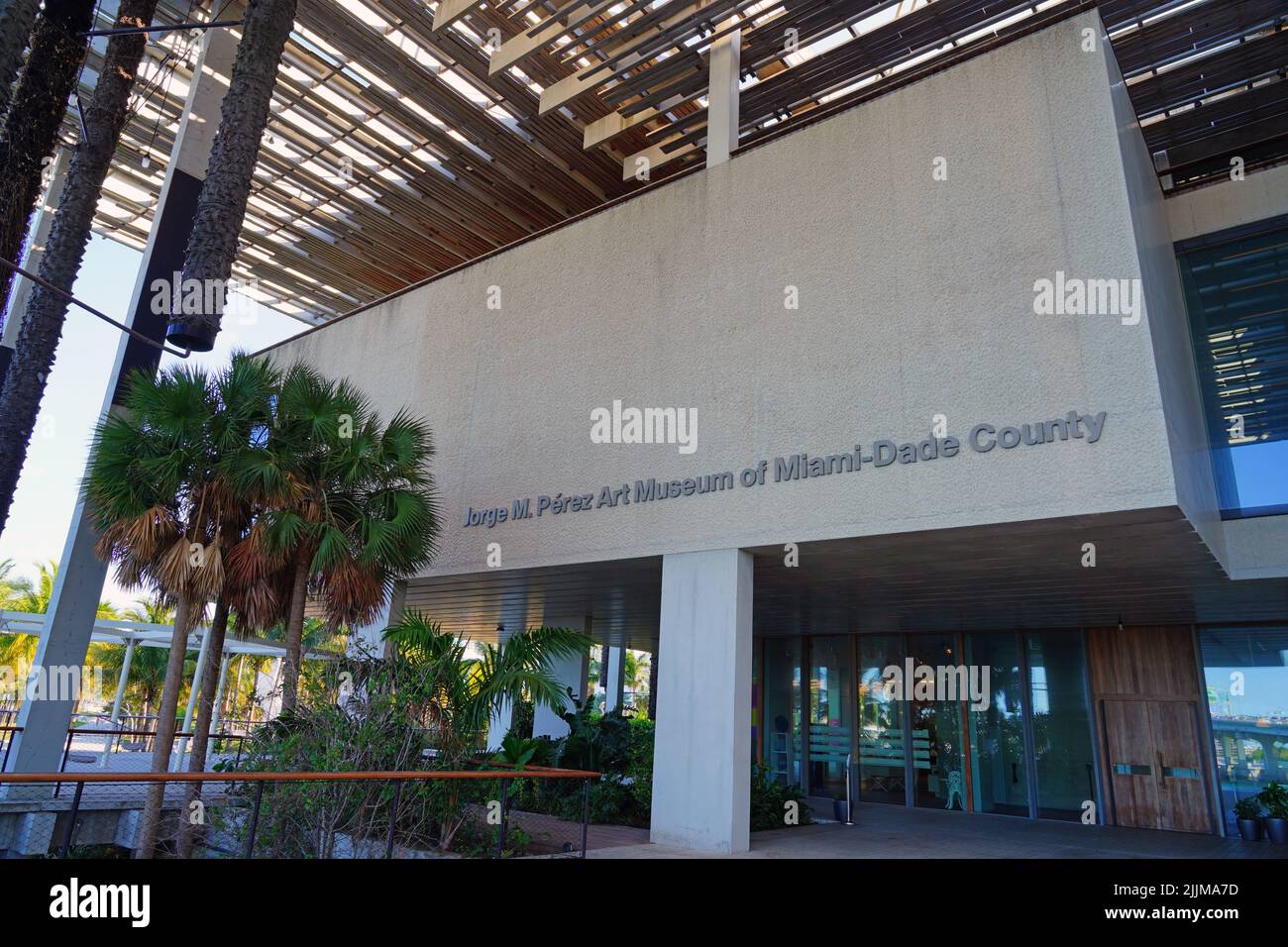 MIAMI, FL -18 MAY 2022- View of the Perez Art Museum Miami (PAMM), a ... MIAMI, FL -18 MAY 2022- View of the Perez Art Museum Miami (PAMM), a ...