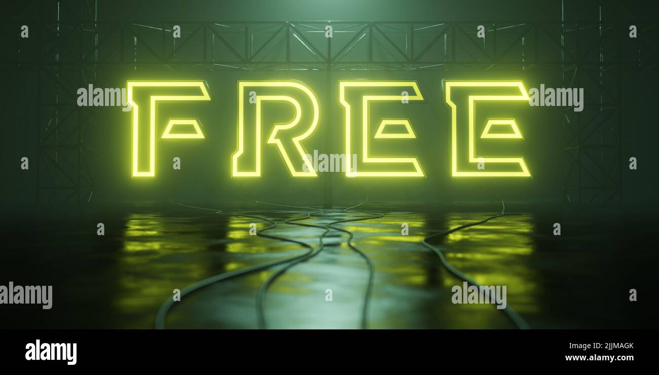 A yellow neon FREE sign Stock Photo - Alamy